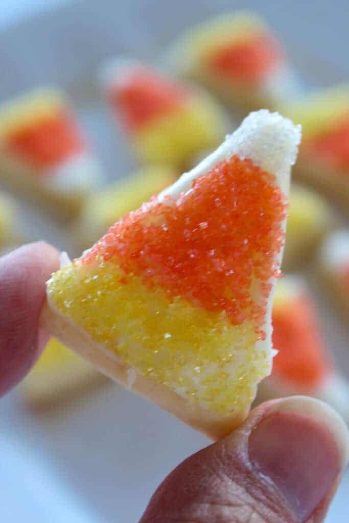 Easy Candy Corn Sugar Cookie Bites | Fall | Practically Homemade