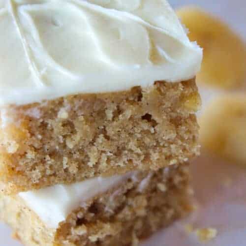 Banana Blondies Recipe Cream Cheese Frosting Practically Homemade