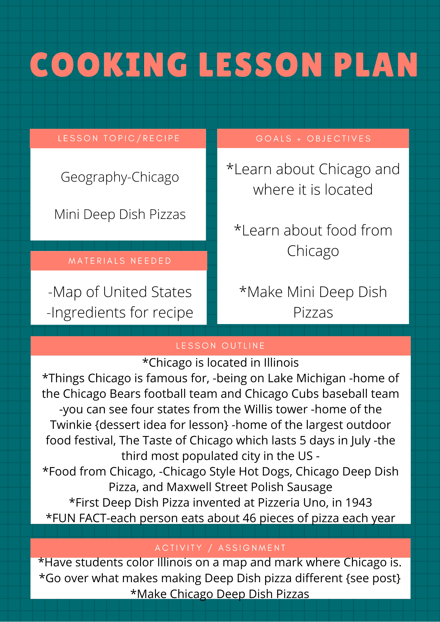 Cooking Lesson Plans