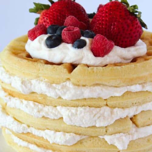 Layered Vanilla Waffle Cake Recipe | Desserts | Practically Homemade