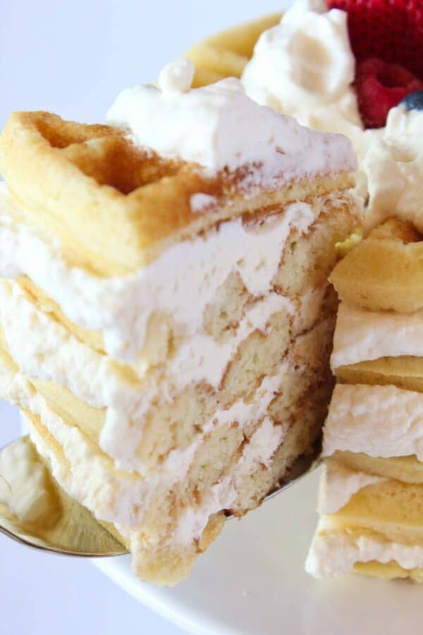 Layered Vanilla Waffle Cake Recipe | Desserts | Practically Homemade