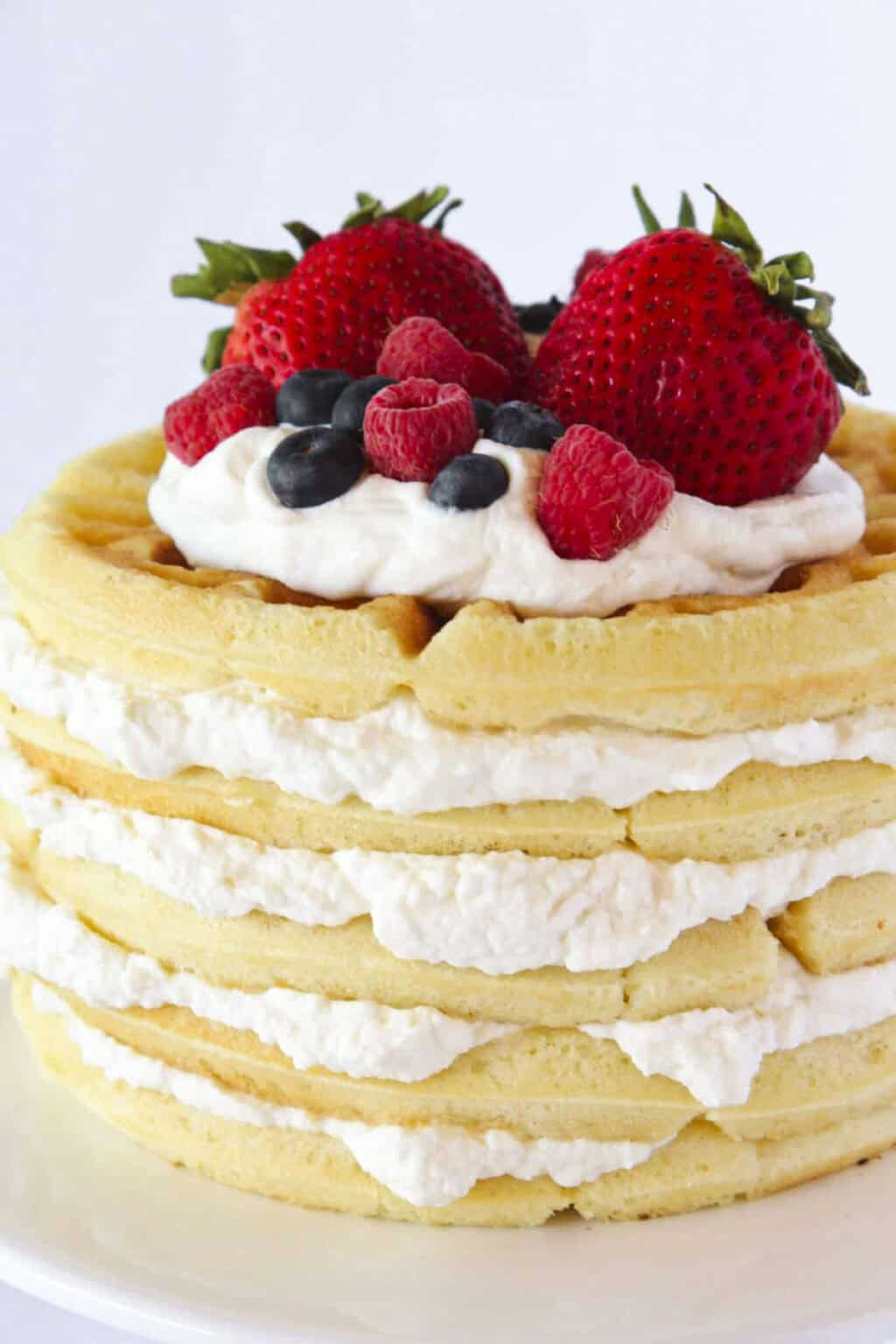 Layered Vanilla Waffle Cake Recipe | Practically Homemade