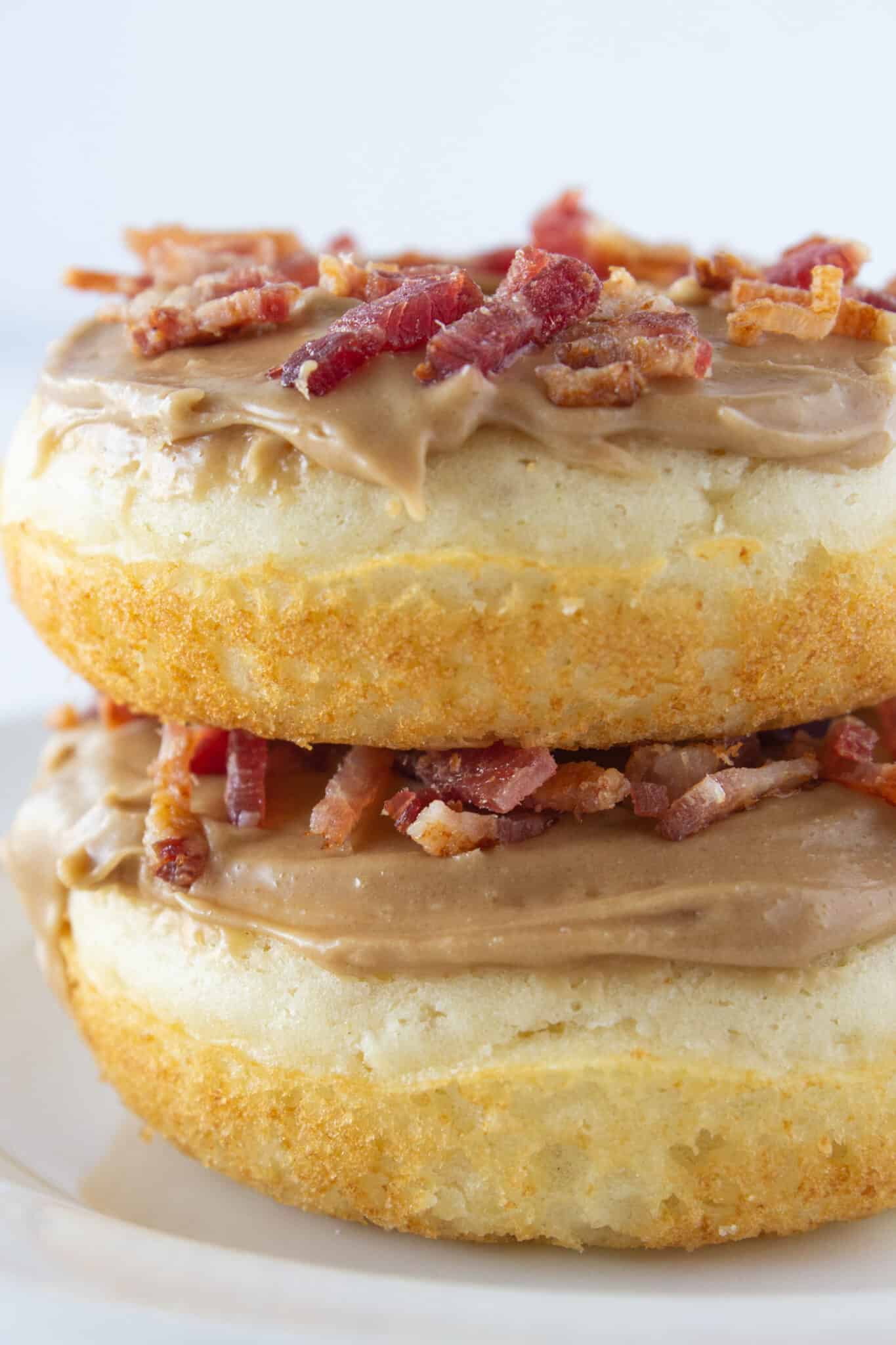 Maple Bacon Donut Recipe with Pancake Mix | Practically Homemade