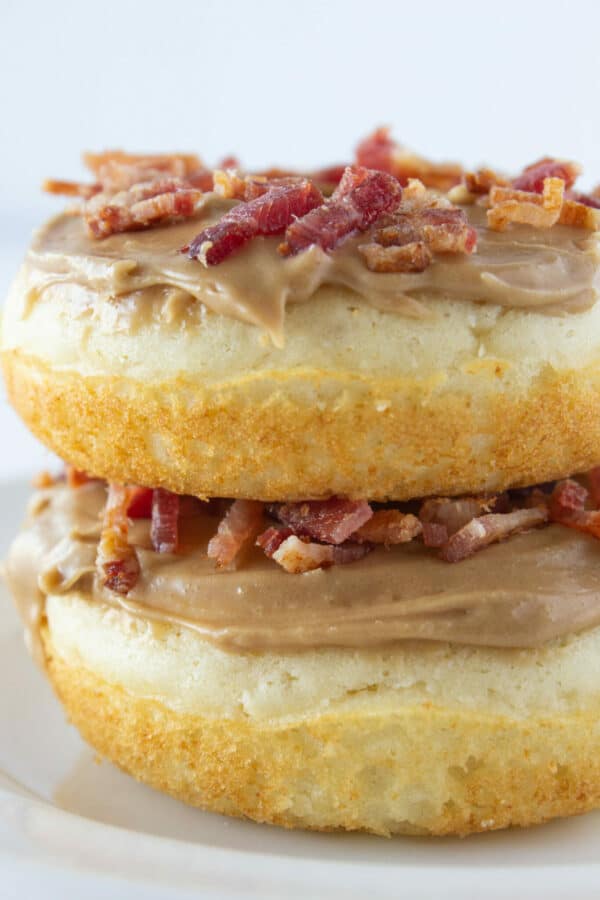 Maple Bacon Donut Recipe with Pancake Mix | Practically Homemade