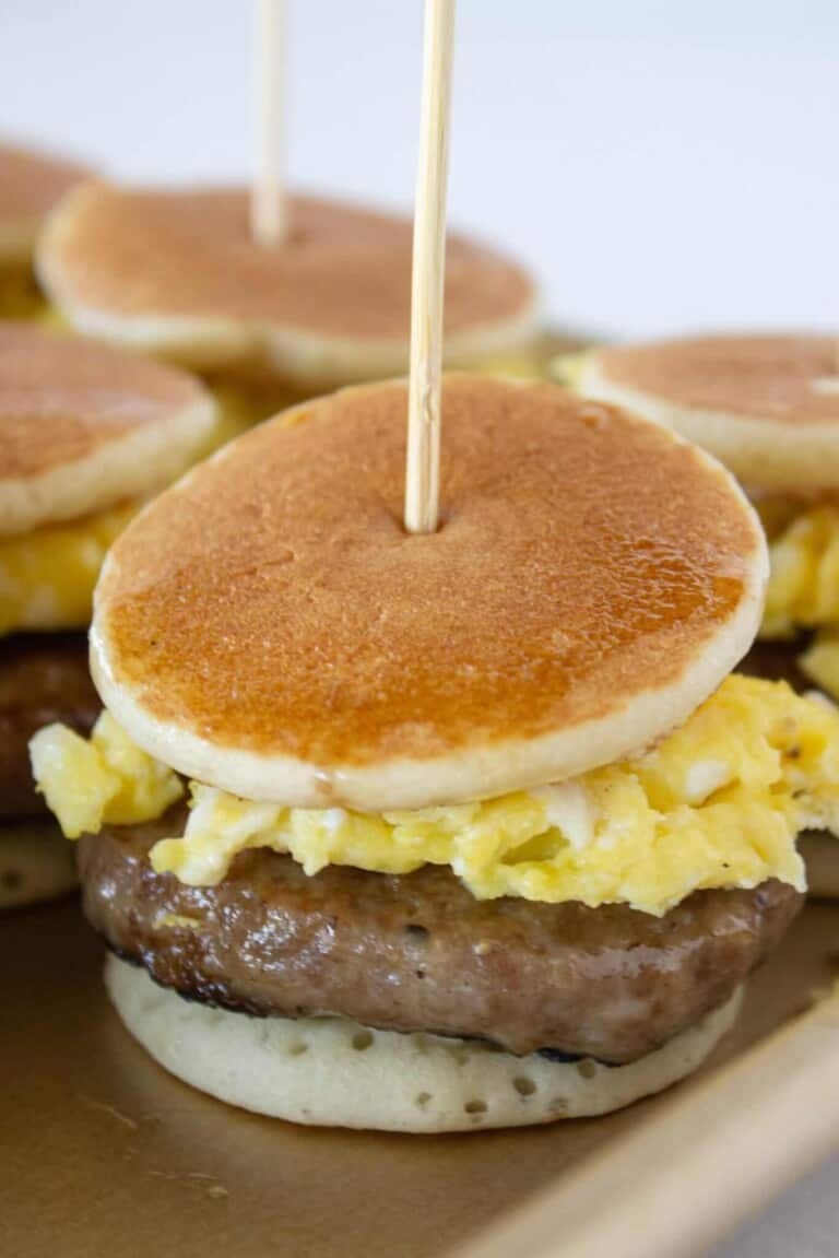 Pancake Sausage and Egg Sliders | Practically Homemade