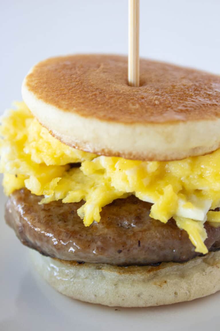 Pancake Sausage and Egg Sliders | Practically Homemade