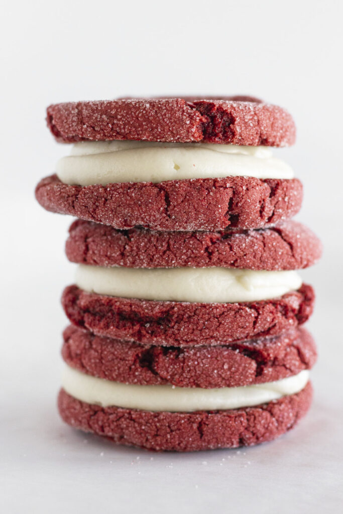 Easy Red Velvet Sandwich Cookies | Practically Homemade
