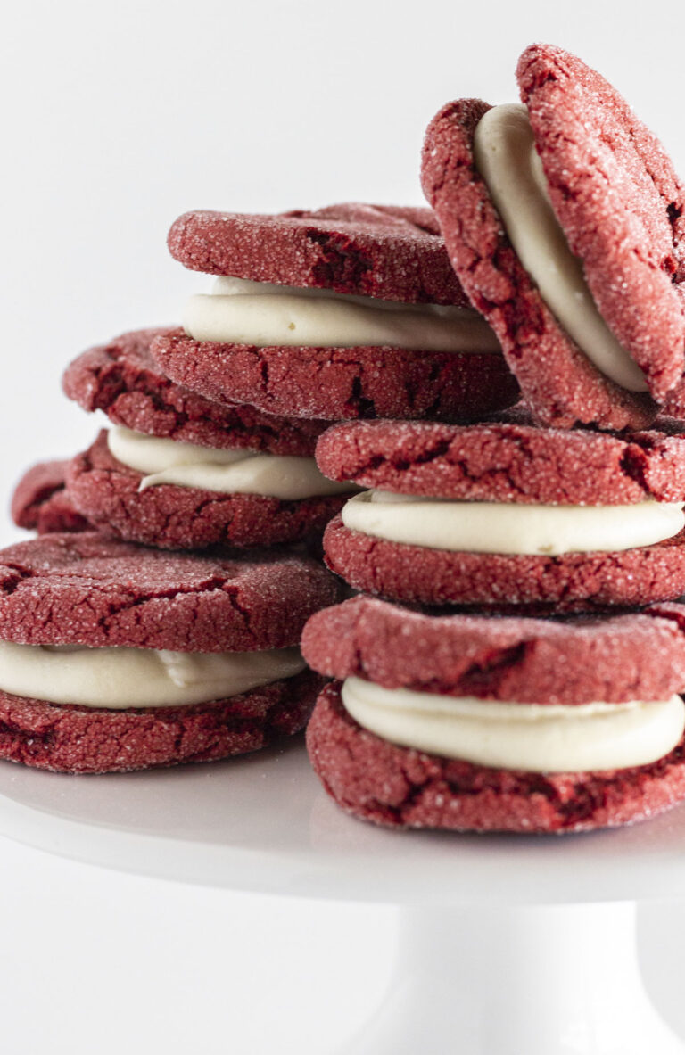 Easy Red Velvet Sandwich Cookies | Practically Homemade