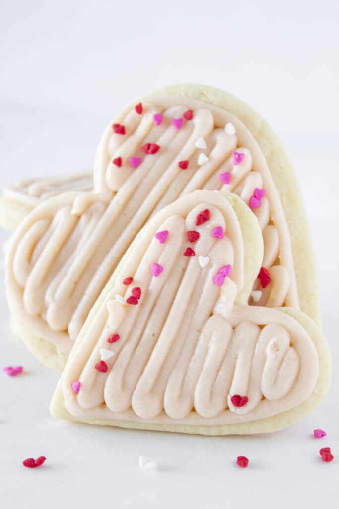 Easy Valentine's Heart Shaped Sugar Cookies | Practically Homemade