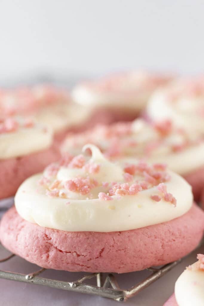 Copycat Crumbl Pink Velvet Cookies - Practically Homemade
