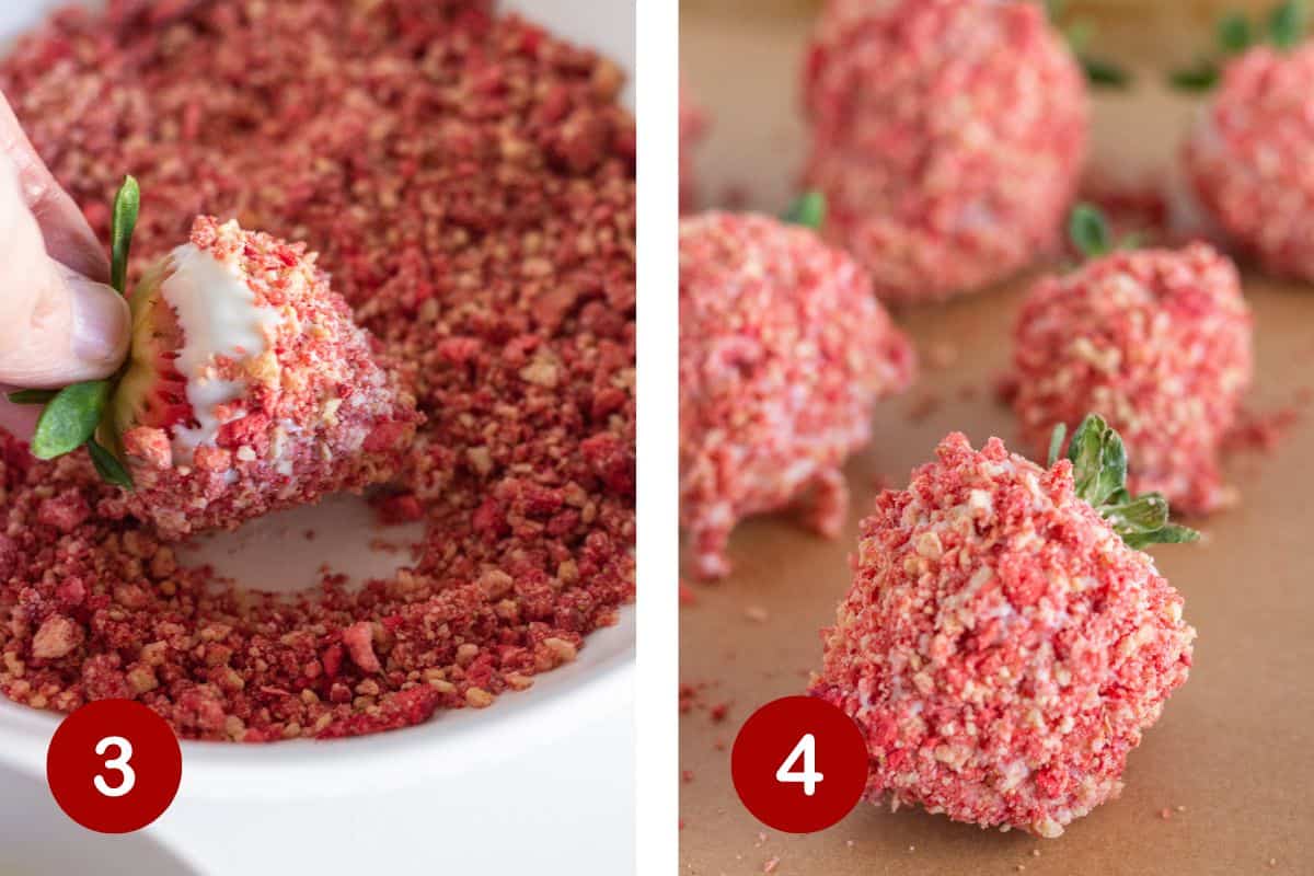 No Bake Strawberry Crunch Strawberries - Practically Homemade