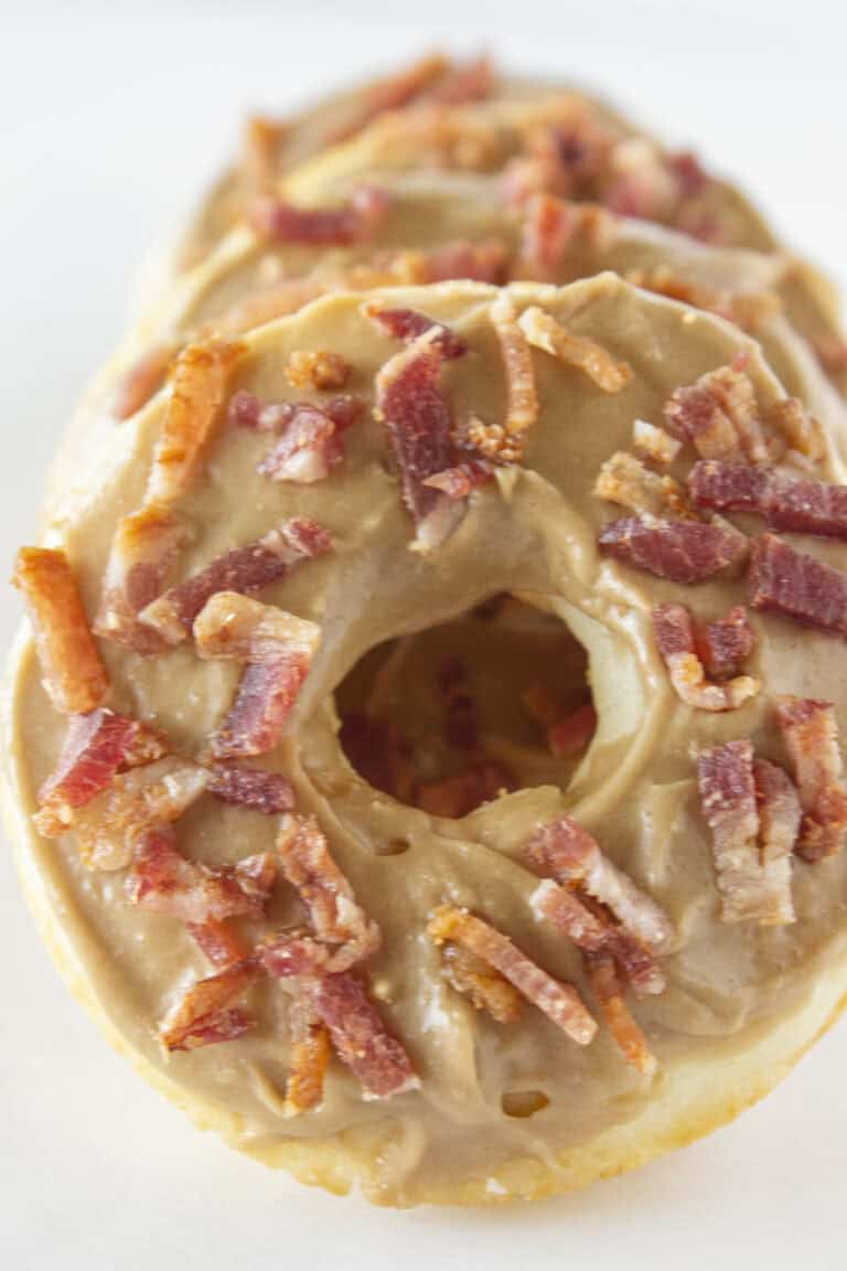Easy Maple Bacon Baked Donuts Recipe | Practically Homemade