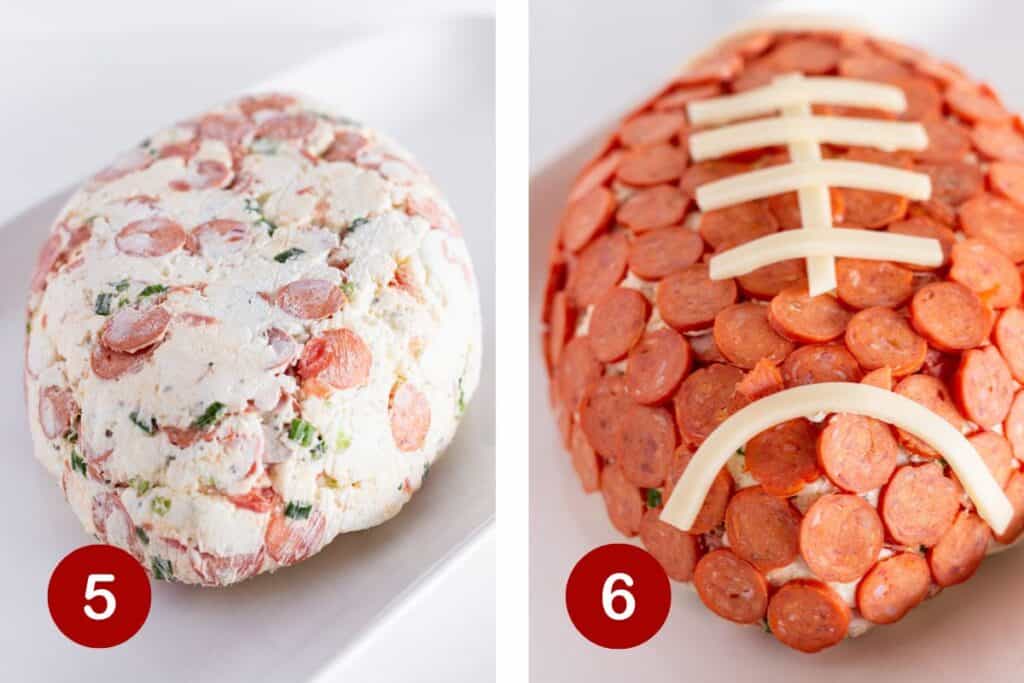 Pepperoni Pizza Football Cheese Ball - Practically Homemade